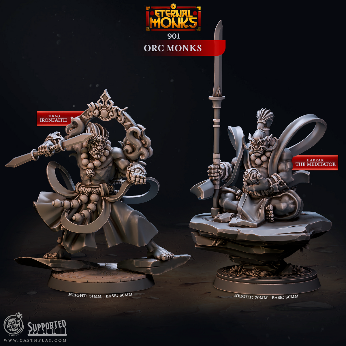 Ork Monks - Eternal Monks - CastNPlay - Terrain Wargaming D&D DnD 28mm ...