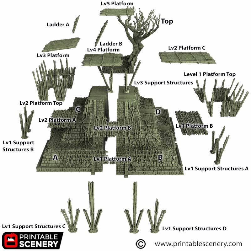 Bamboo Temple - The Gloaming Swamps - Printable Scenery Terrain Wargam ...