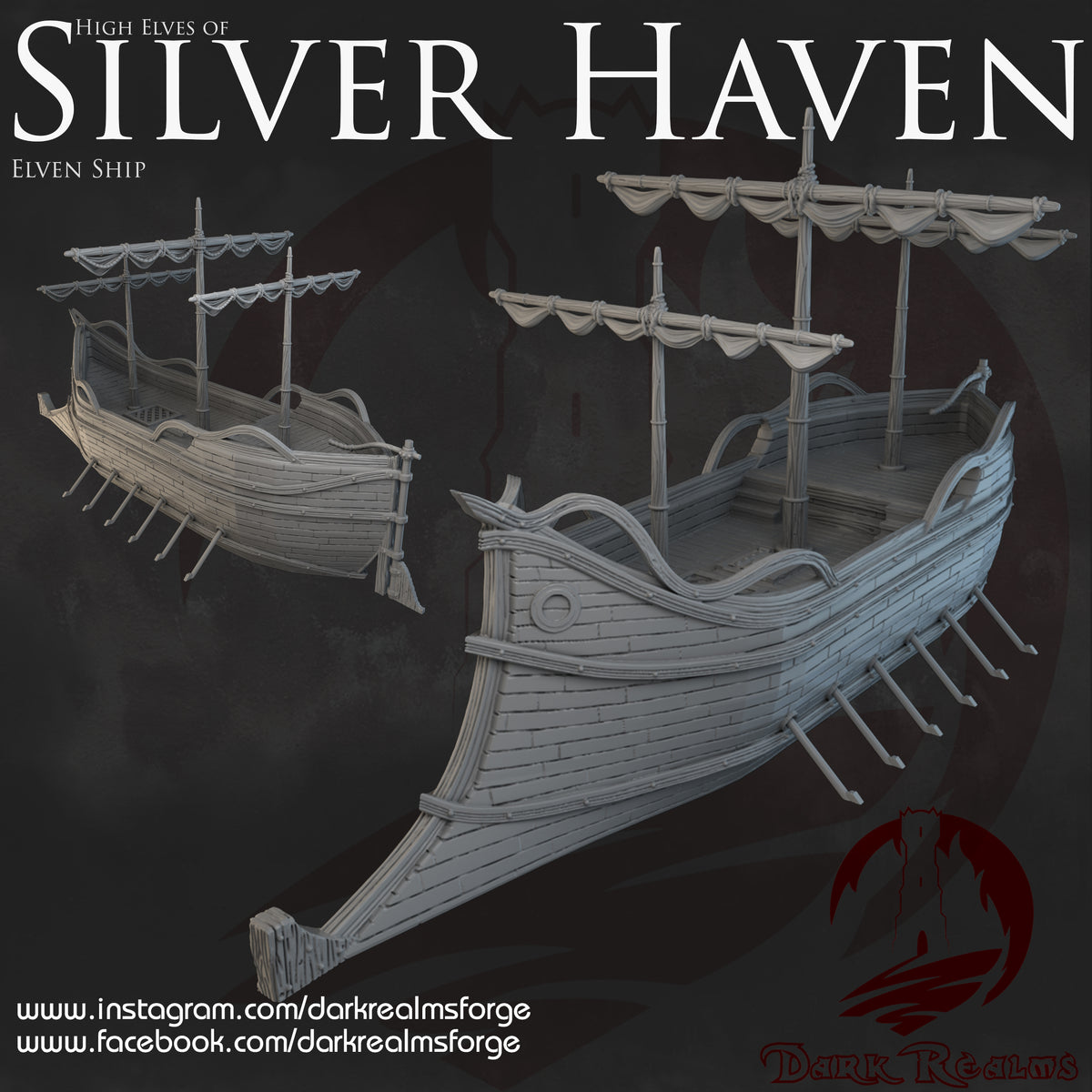 Elven Ship - Silver Haven - Dark Realms Terrain Wargaming D&D DnD ...