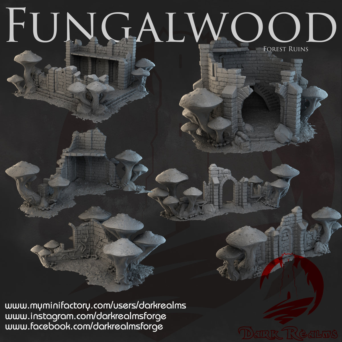 Forest Ruins - Fungalwood Forest - Dark Realms Terrain Wargaming D&D D ...