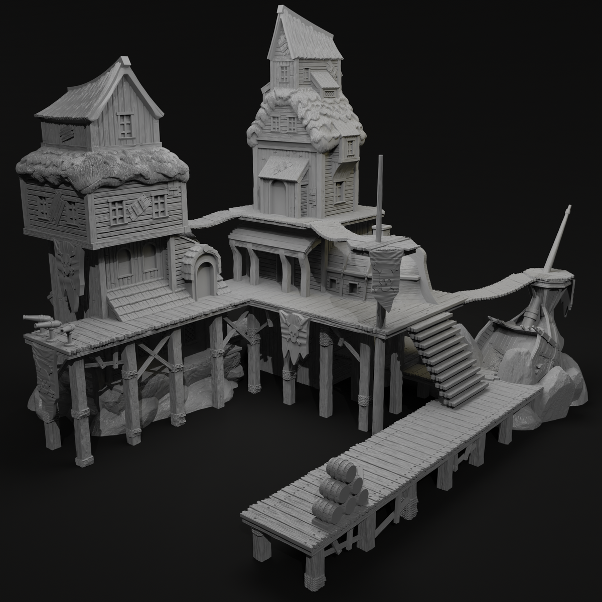 Pirate Dock - Pirates vs Sailors Nightmare at Sea - Tabletop Terrain ...
