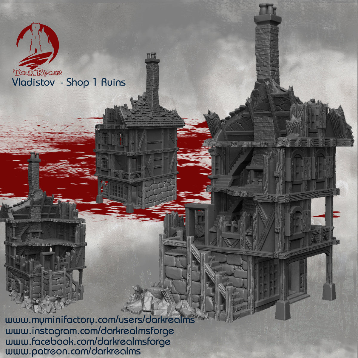 Market Town Shop 1 Ruins - Vladistov - Dark Realms Terrain Wargaming D ...