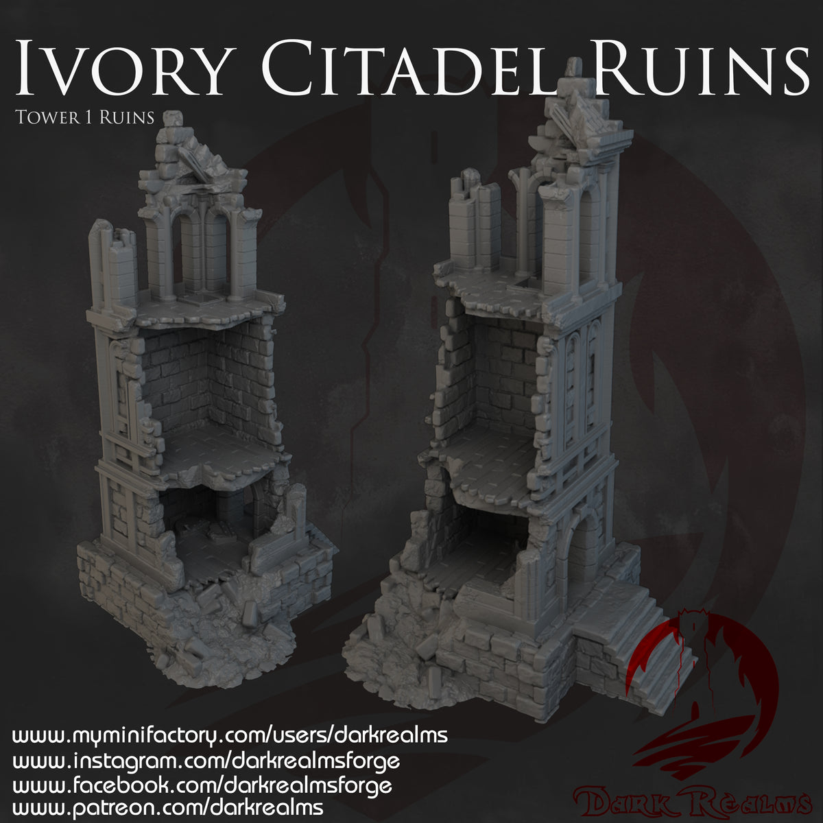 Tower 1 Ruins - Ivory Citadel - Dark Realms Terrain Wargaming D&D DnD ...