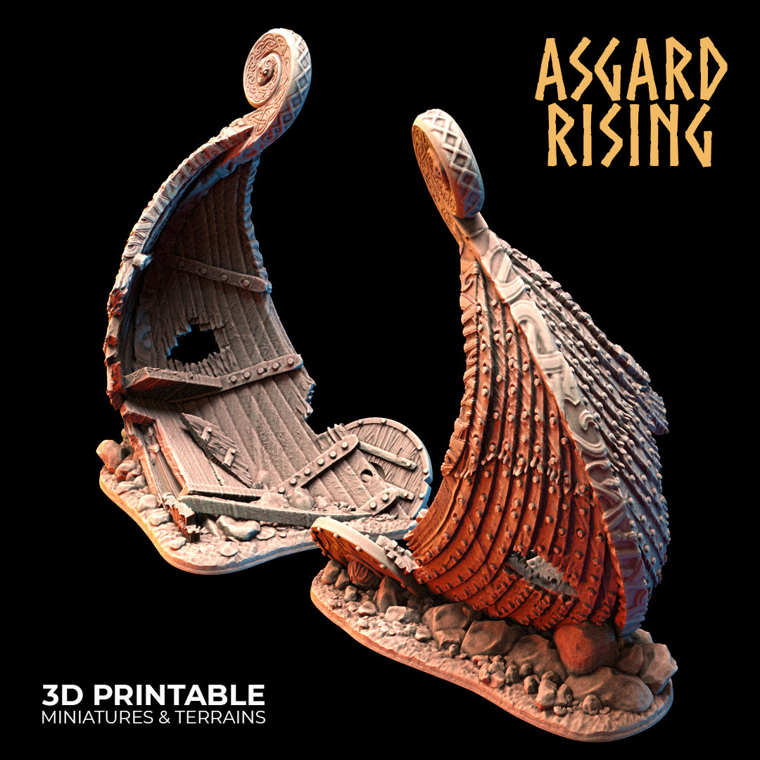 Snekkar and Drakkar Wreck Set - Asgard Rising Miniatures - Wargaming D ...