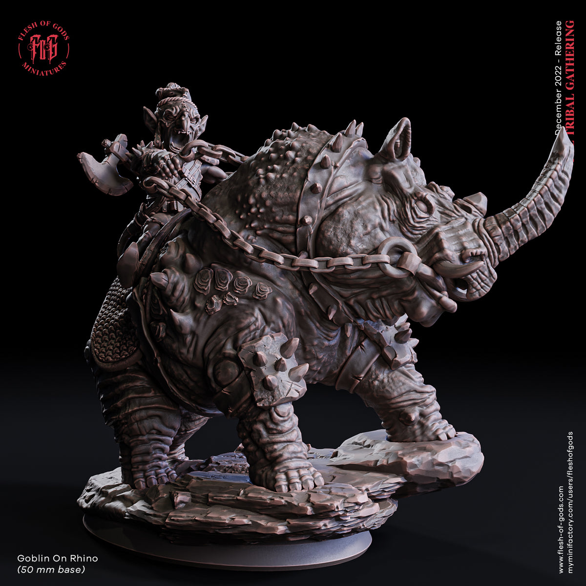 Rhino Mounted Goblin - The Tribal Gathering - Flesh of Gods - Wargamin ...