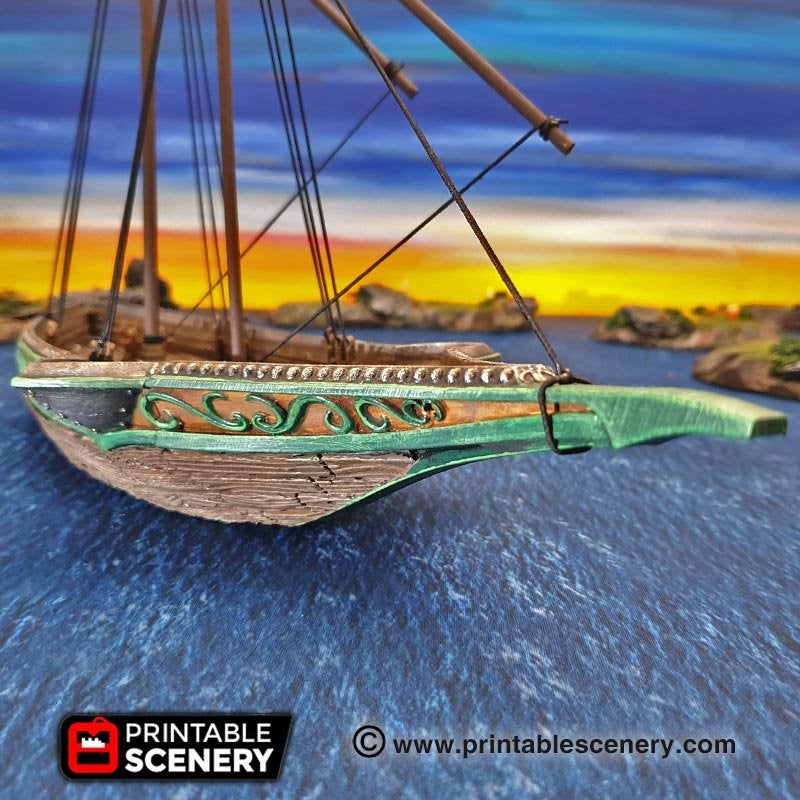 Sea Reaver Ship - Dwarves, Elves and Demons 15mm 28mm 32mm Wargaming T ...