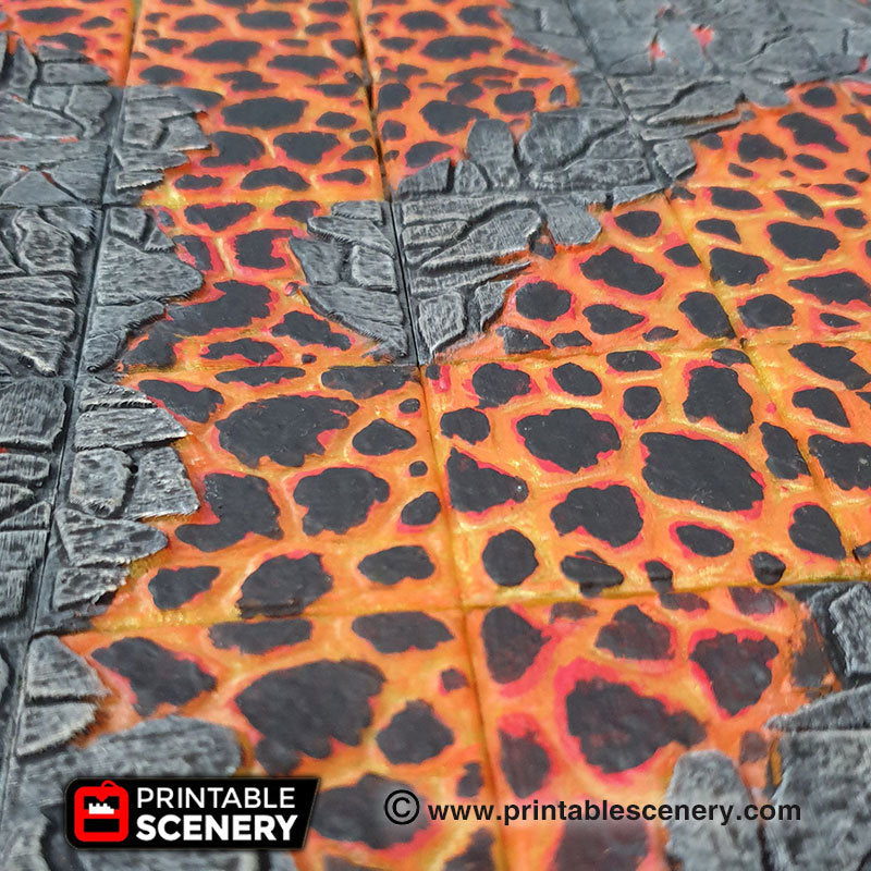 Lava Tile Set - 28mm 32mm Clorehaven and the Goblin Grotto, Wargaming ...