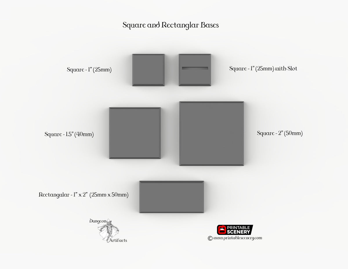 Square and Rectangular Bases for Miniatures - Minis Monsters Soldiers ...