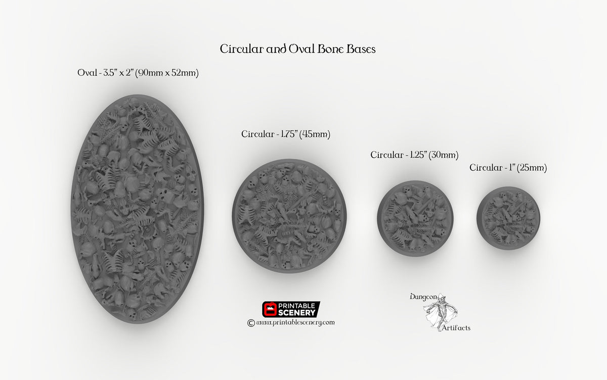 Circular and Oval Bone Bases for Miniatures - Minis Monsters Soldiers ...