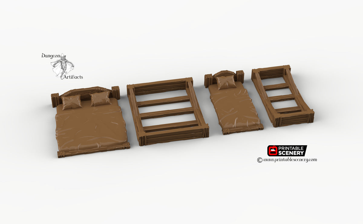 Simple RPG Beds - 28mm 32mm Furniture Clorehaven and Goblin Grotto War ...
