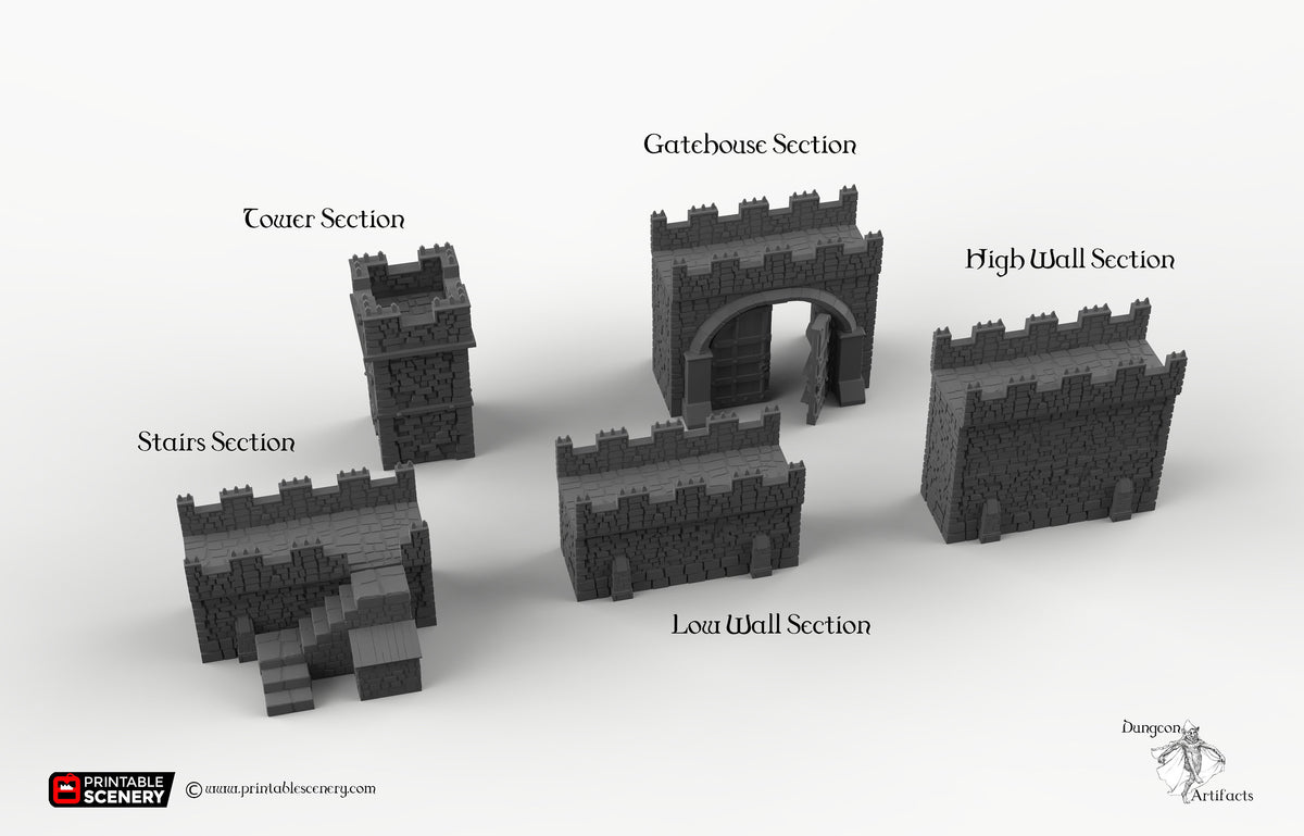 Winterdale Citadel Walls - Modular Medieval Castle Wall Set - 15mm 28m ...