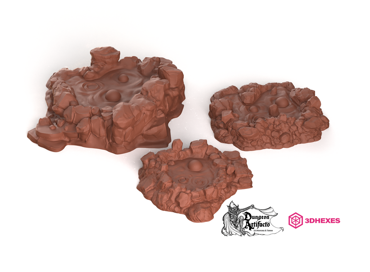 Lava Pools - 3DHexes Wargaming Terrain D&D DnD – Dungeon Artifacts