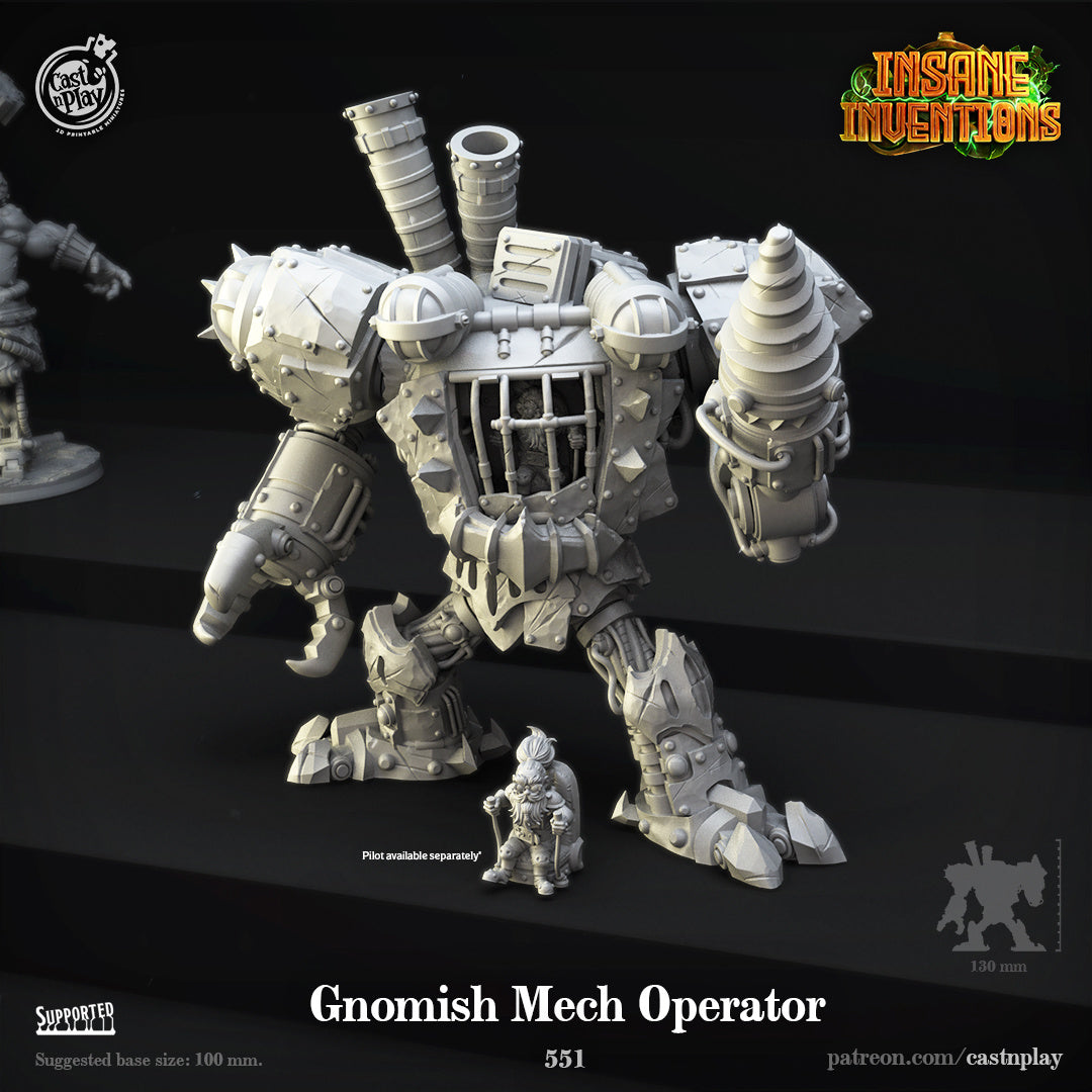 Gnomish Mech Operator - Insane Inventions - CastNPlay Wargaming D&D Dn ...