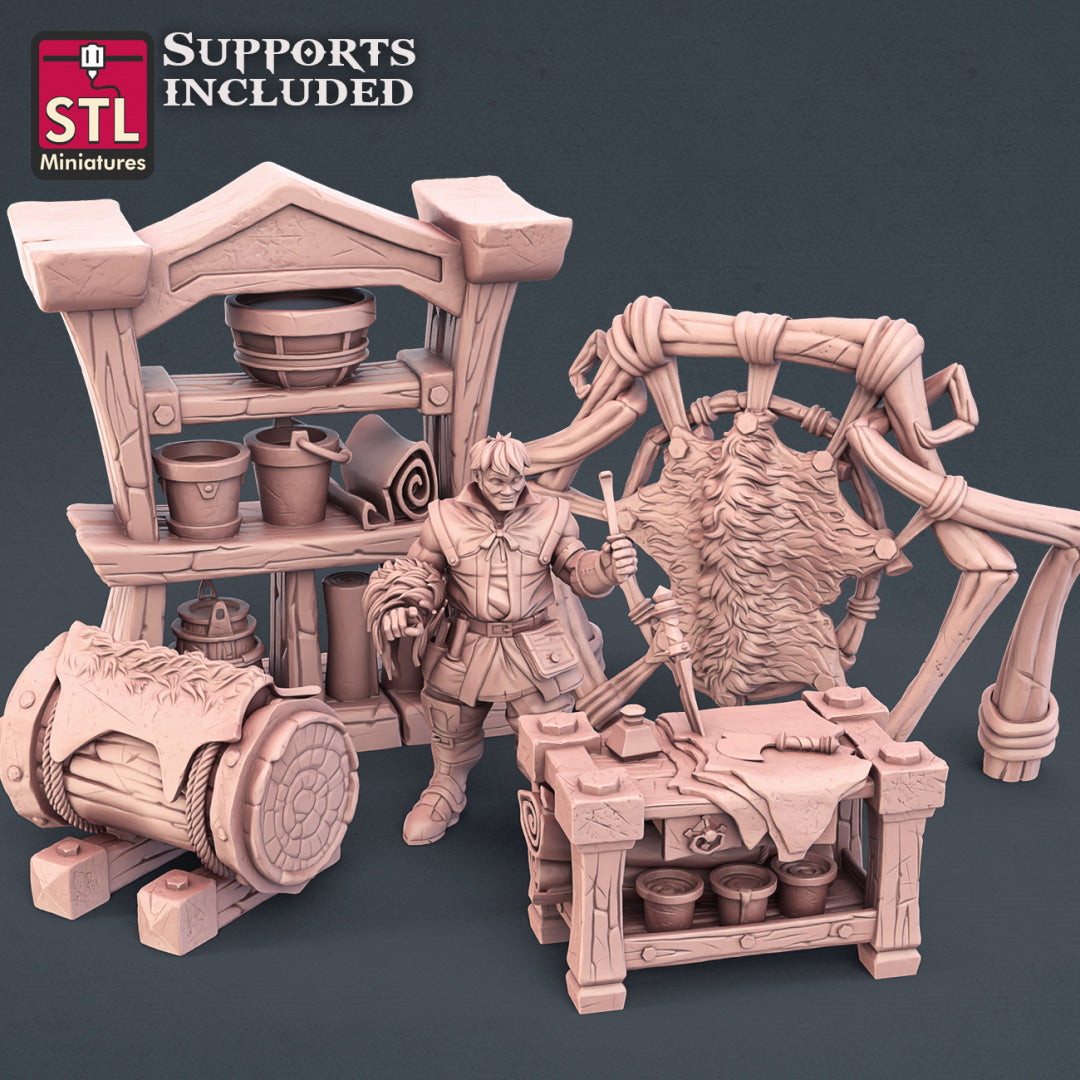 Leatherworker Set - STL Miniatures - Wargaming D&D DnD – Dungeon Artifacts