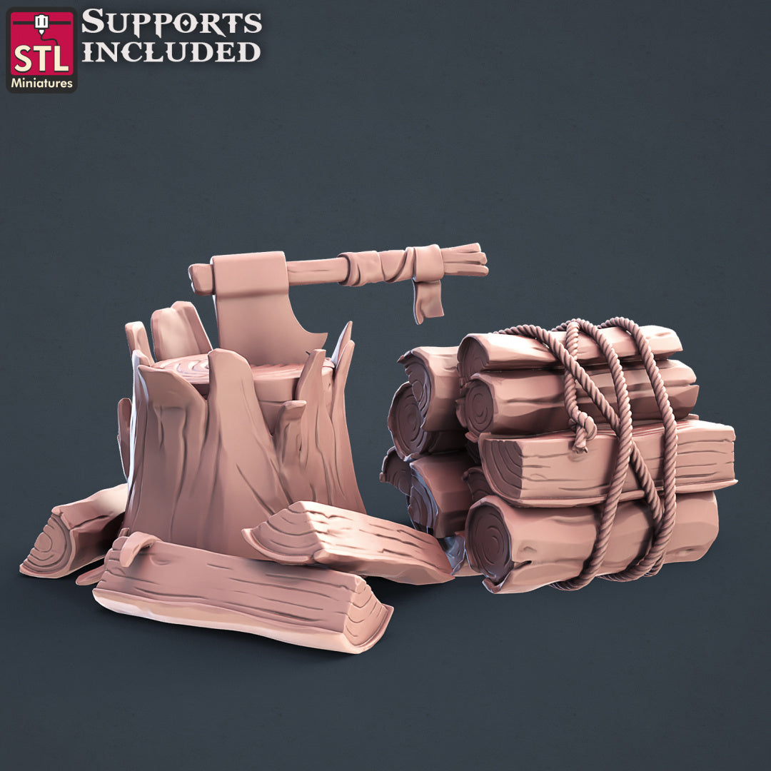 Lumberjack Set - STL Miniatures - Wargaming D&D DnD – Dungeon Artifacts