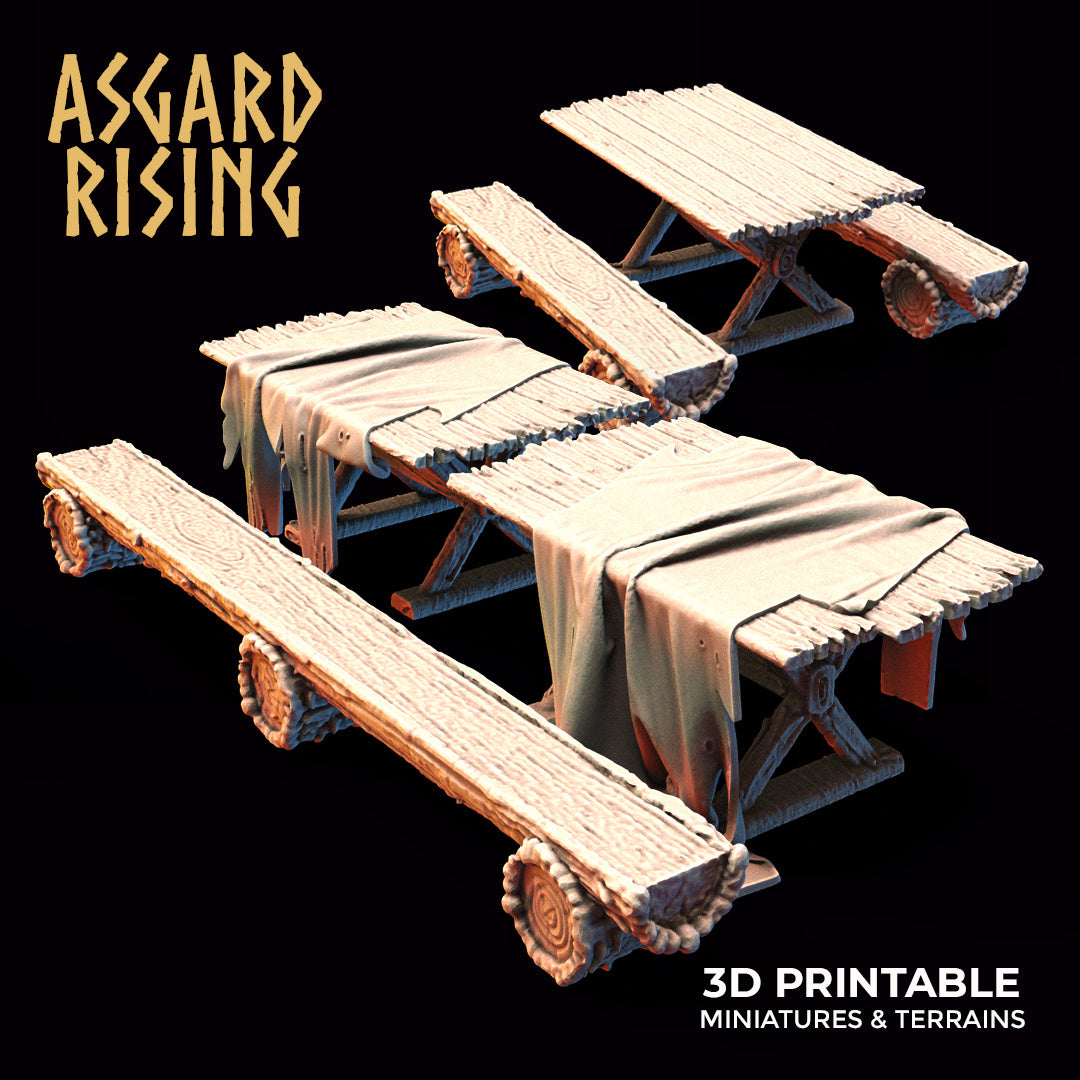 Tables and Benches Set - Asgard Rising Miniatures - Wargaming D&D DnD ...