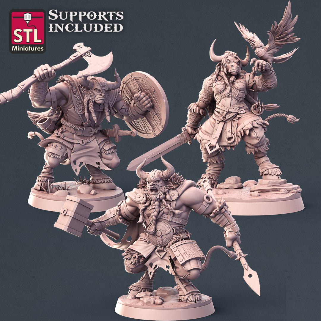 Viking Minotaurs Set - STL Miniatures - Wargaming D&D DnD – Dungeon ...