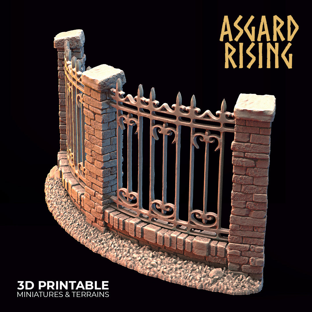 Wrought Iron Fence with Gate Set 1 - Asgard Rising - Wargaming D&D DnD ...